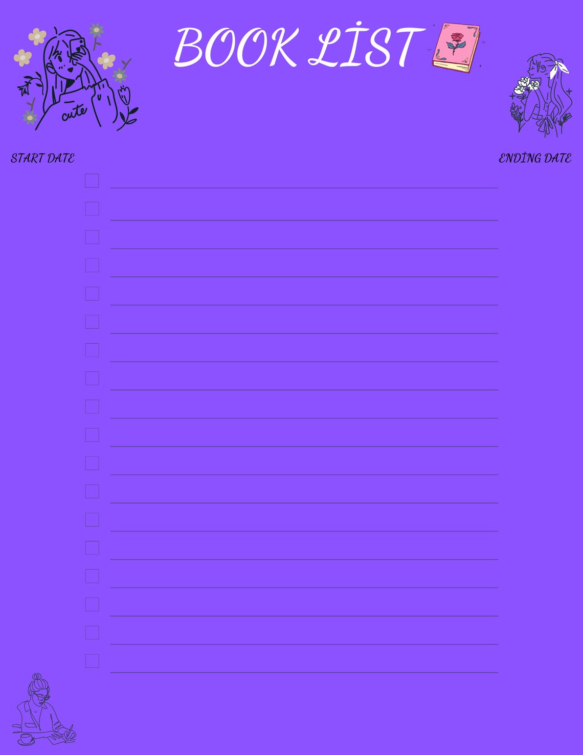 Book List Printable, Book Reading List, Book List Template, Book Worm ...