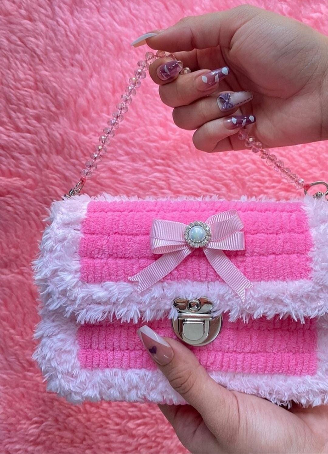 Coquette Pink Ribbon Shoulder Bag, Handbag, Pearl Bag, Ita Pink Bag - Etsy