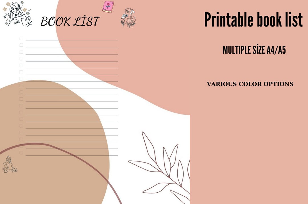 Book List Printable, Book Reading List, Book List Template, Book Worm ...