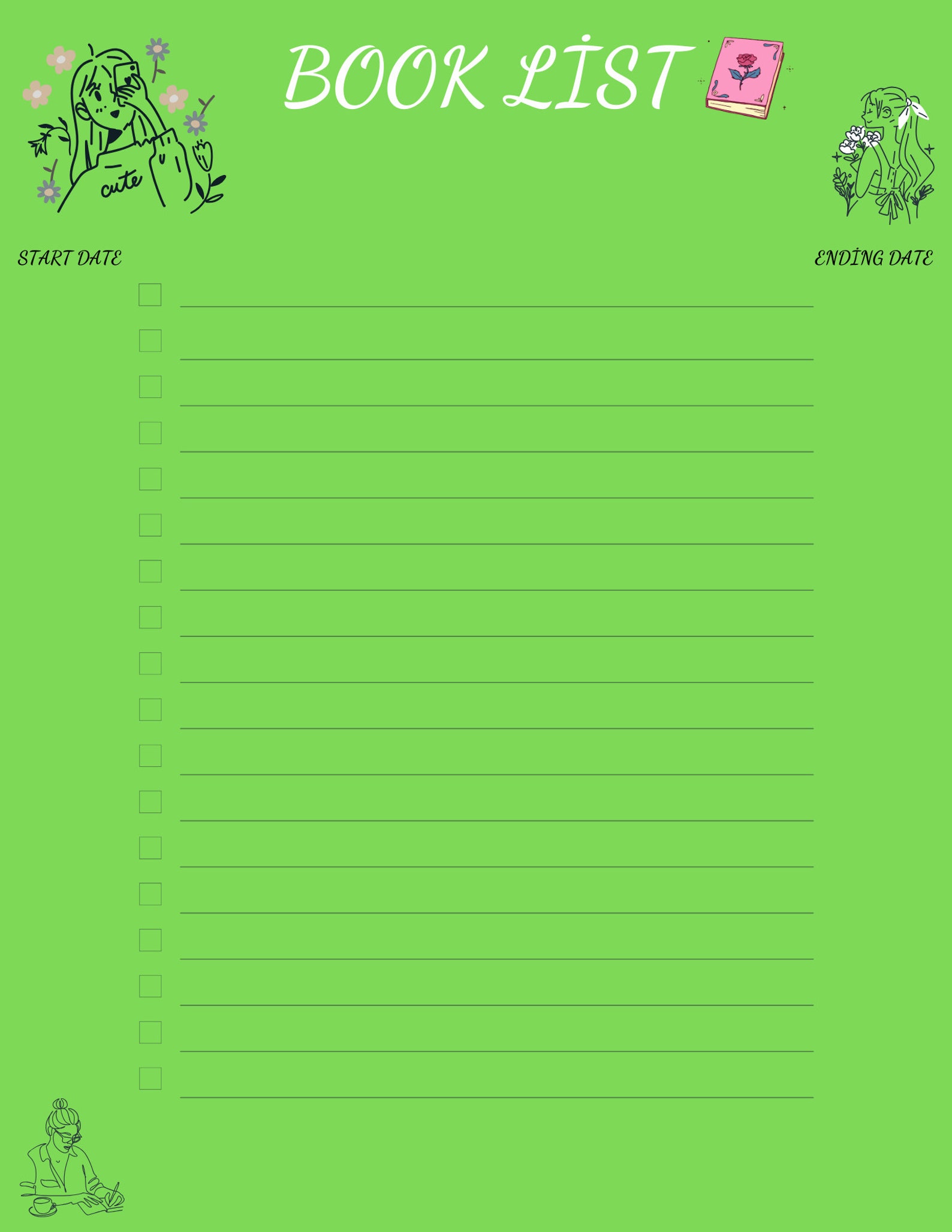Book List Printable, Book Reading List, Book List Template, Book Worm ...