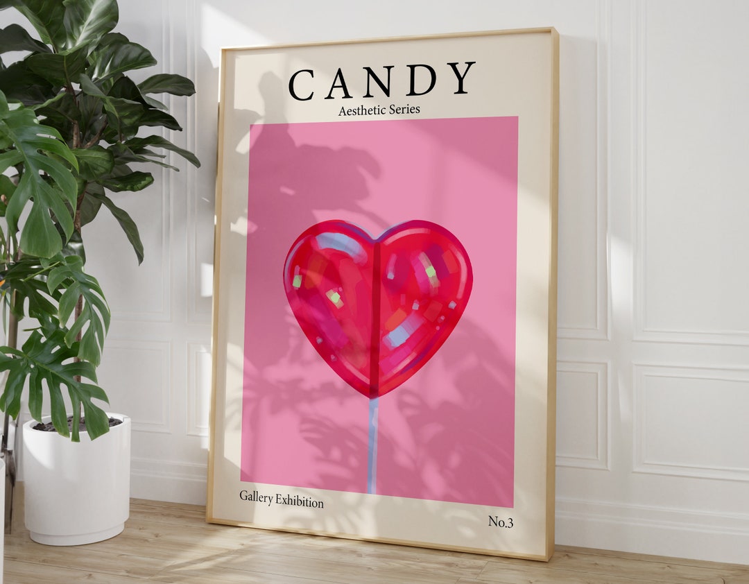 Pink Candy Heart Gallery Wall Art Holographic Funky Wall - Etsy