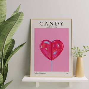 Pink Candy Heart Gallery Wall Art Holographic Funky Wall - Etsy