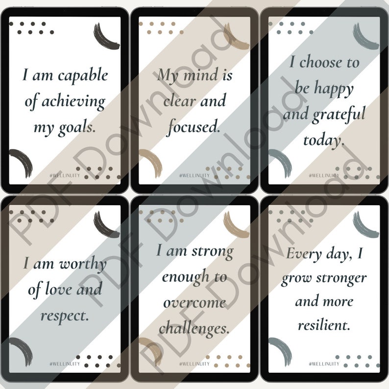 75 Wellness Affirmation Cards - Printable and Digital Download for ...