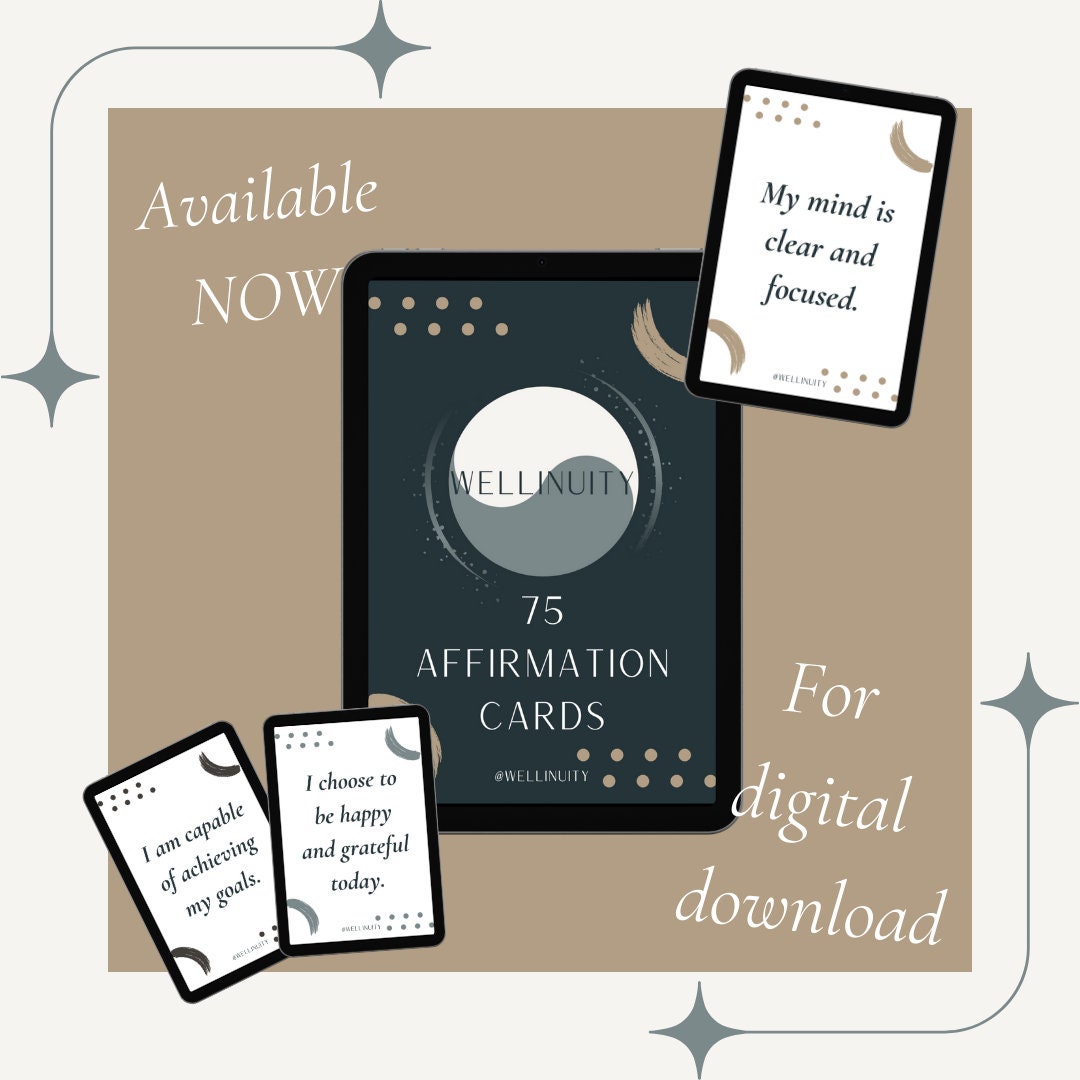 75 Wellness Affirmation Cards - Printable and Digital Download for ...