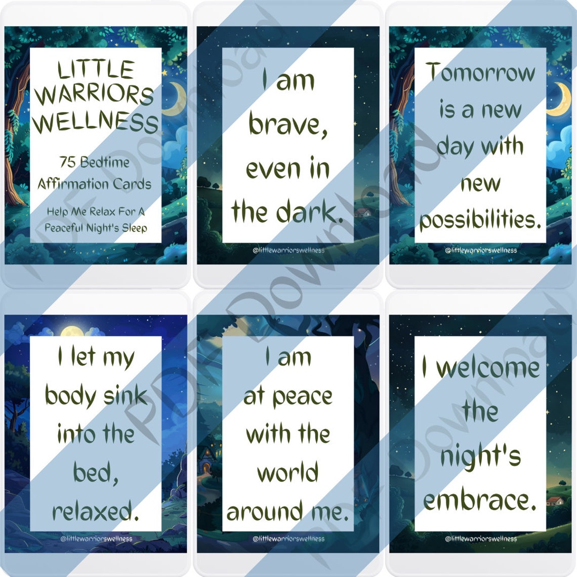 Printable Little Warriors Wellness : 75 Bedtime Affirmation Cards ...