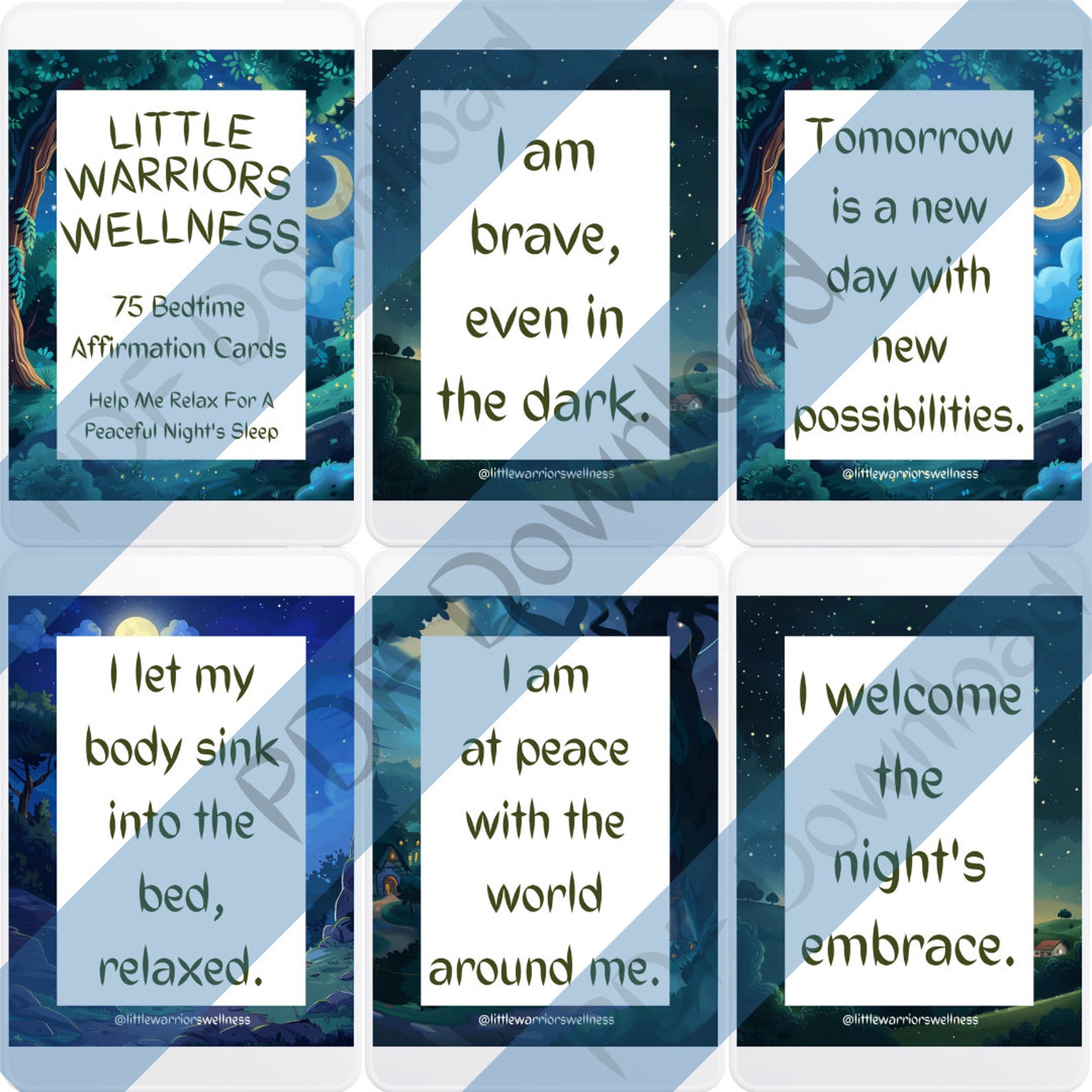 Printable Little Warriors Wellness : 75 Bedtime Affirmation Cards ...