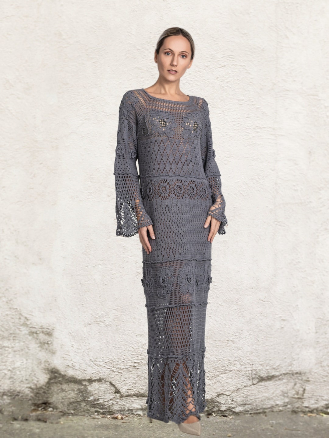 Sheer Maxi Summer Dress | Mesh Floral Shift Designer Gown | Unique ...