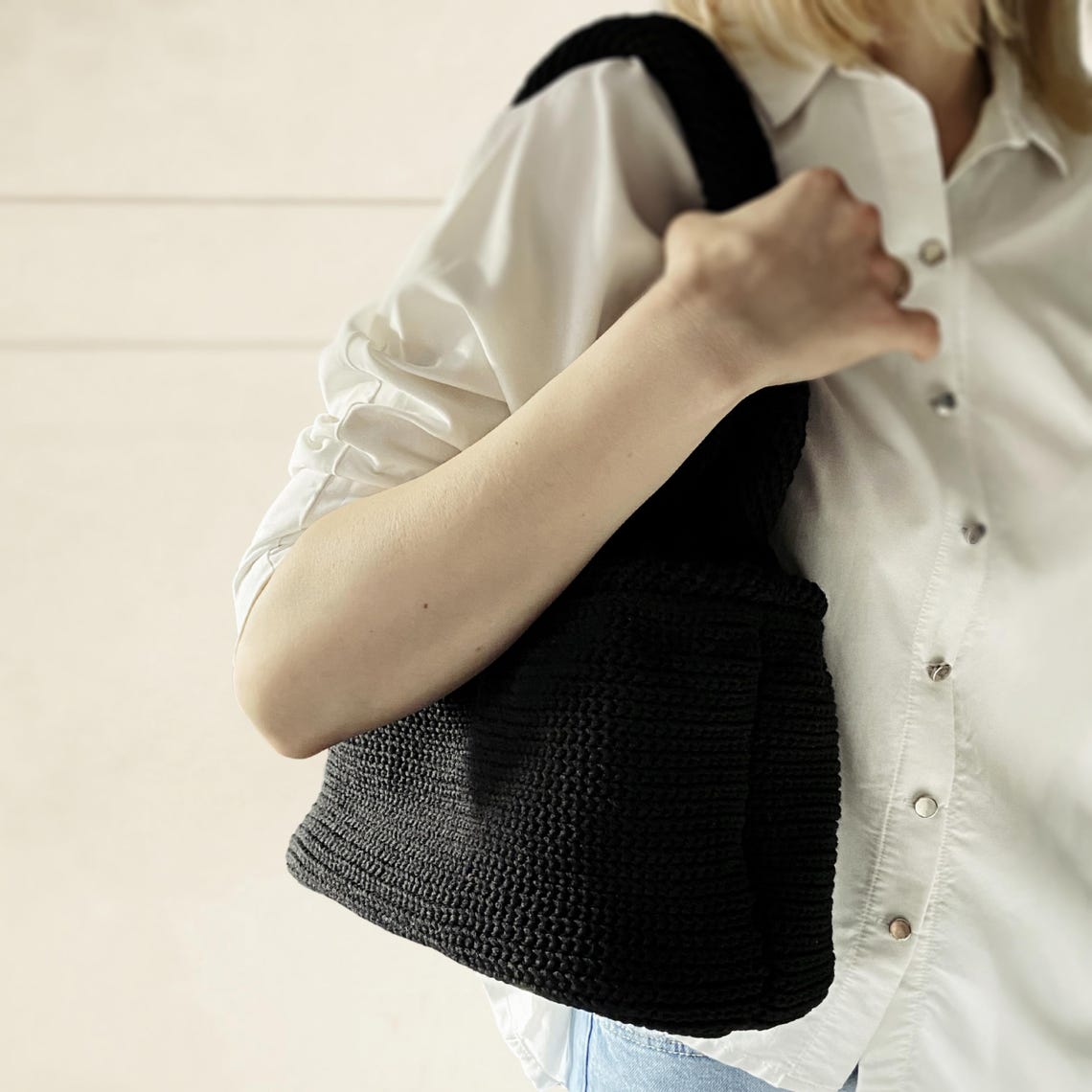 Minimalist Unique Shoulder Bag | Hand Crochet & Hand Knit | Versatile ...