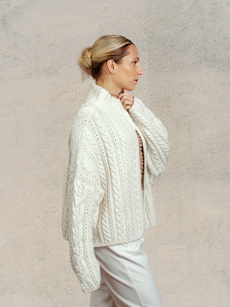 Oversized Cable Knit Cardigan, Hand Knit Luxurious Alpaca Jacket ...