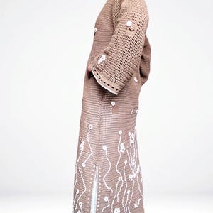 Crochet Embroidered Cardigan, Floral Beaded Maxi Jacket, Hand-knit ...