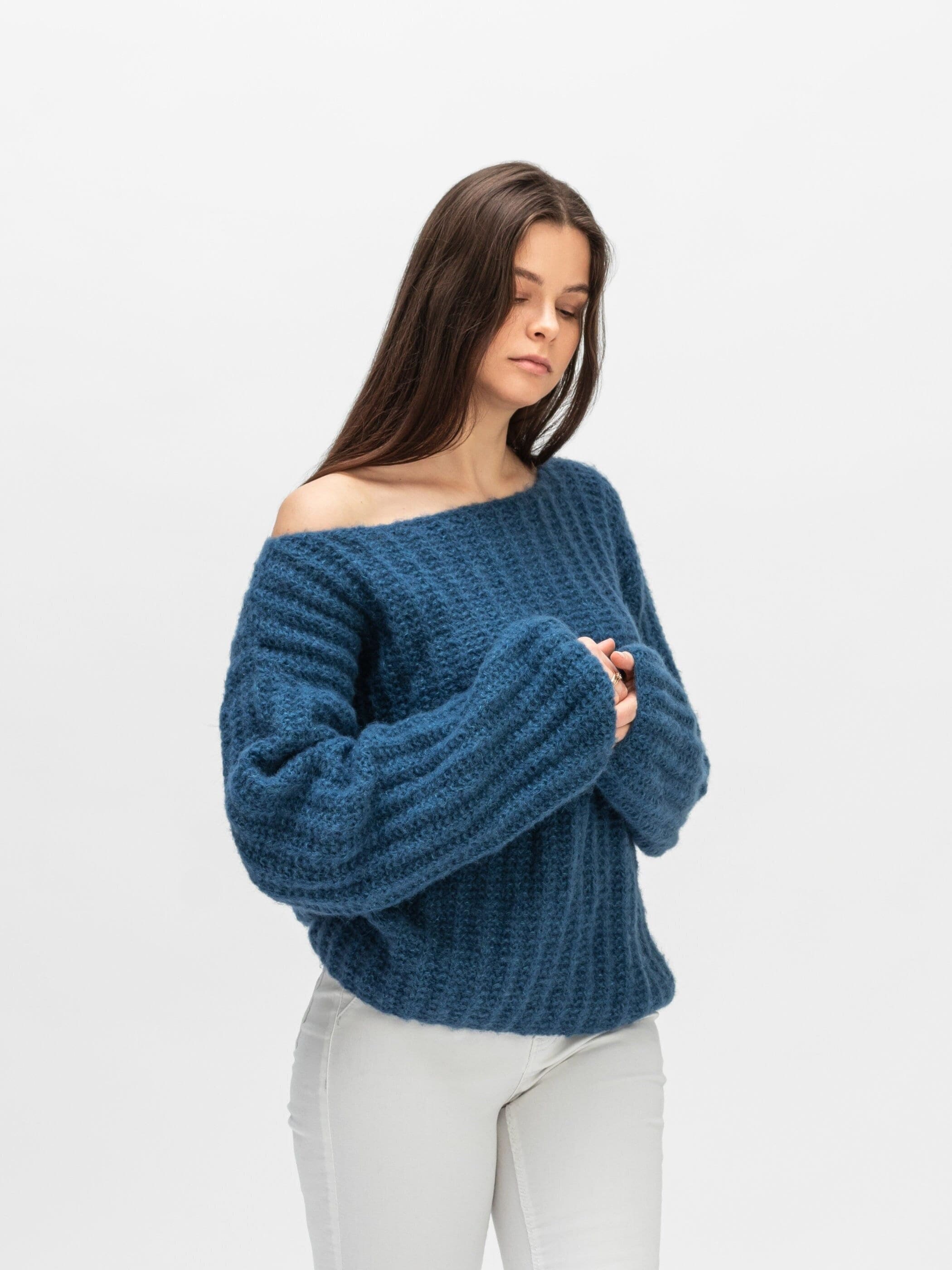 Chunky Knit Alpaca Sweater, Fluffy Oversized Mohair Pullover, Fuzzy ...