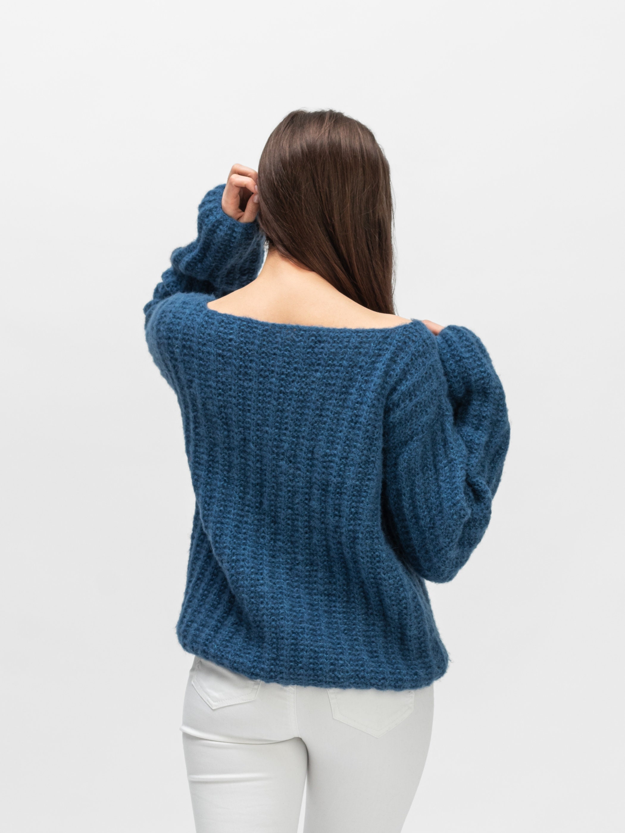 Chunky Knit Alpaca Sweater, Fluffy Oversized Mohair Pullover, Fuzzy ...