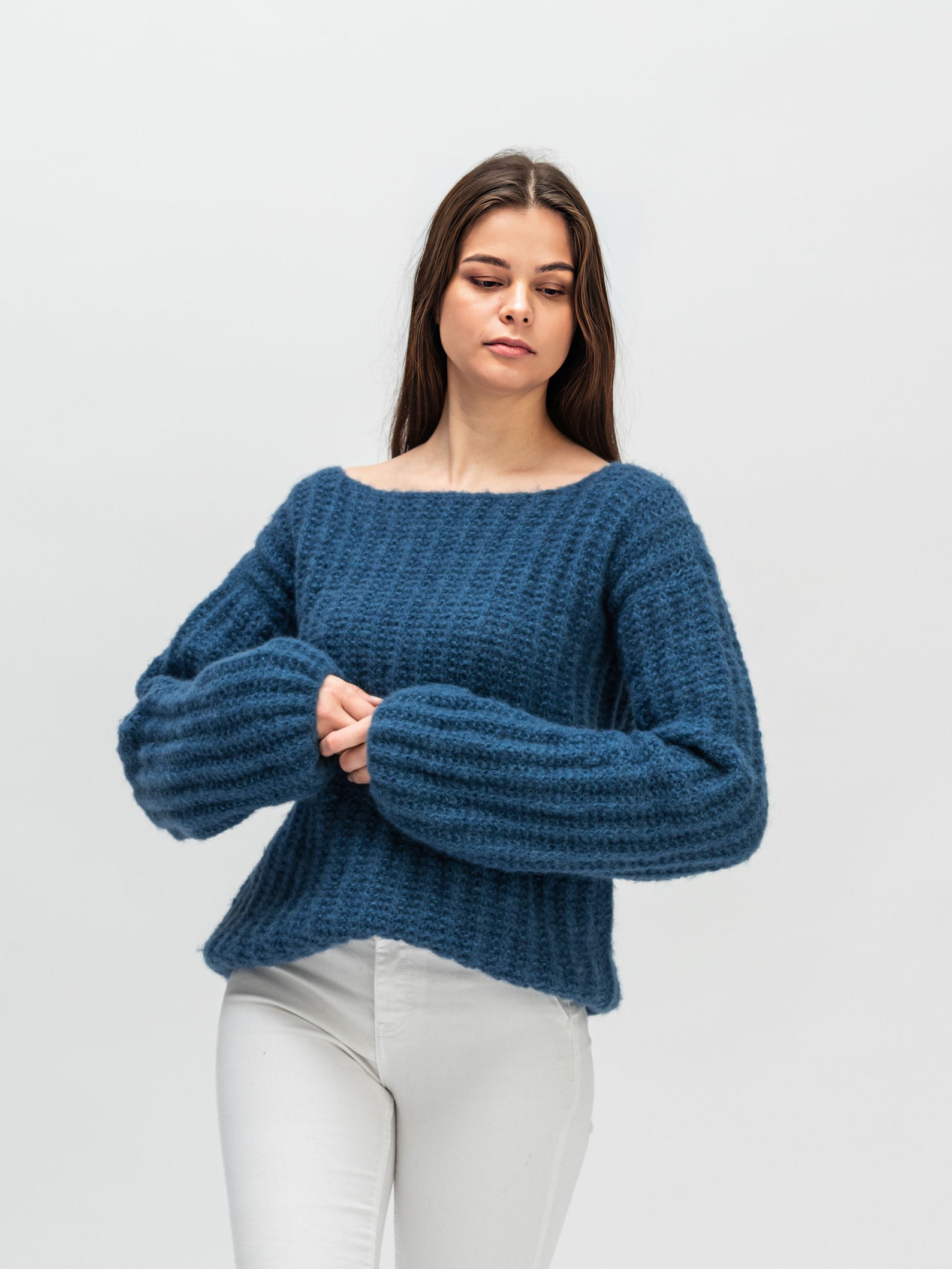 Chunky Knit Alpaca Sweater, Fluffy Oversized Mohair Pullover, Fuzzy ...