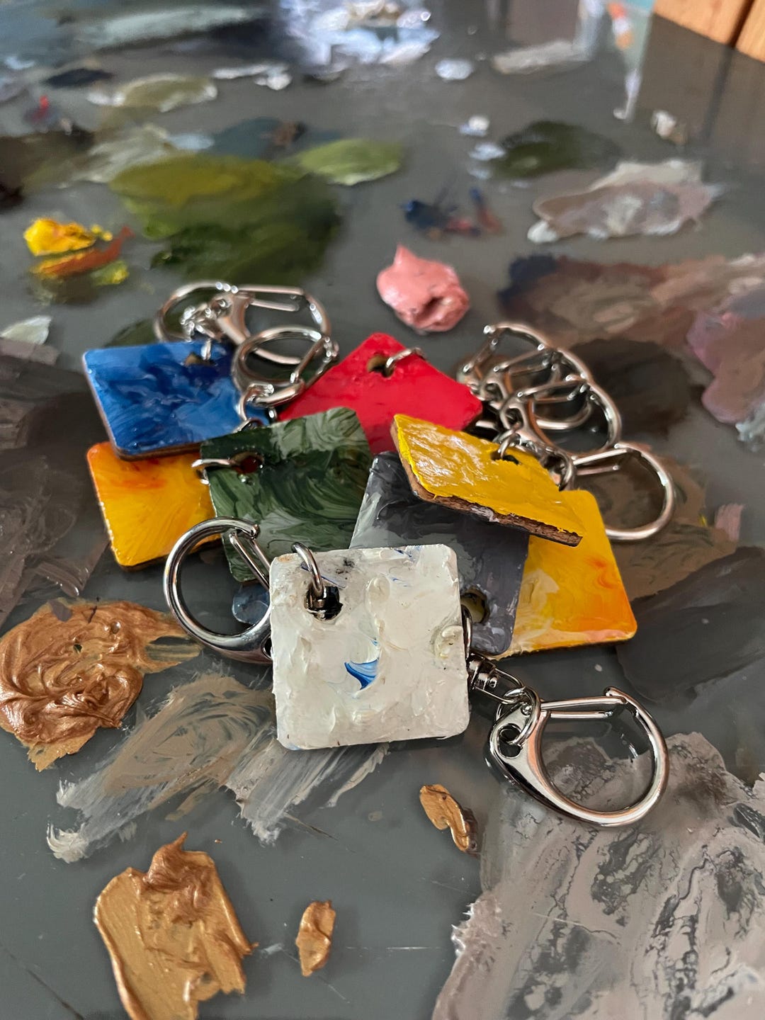 Piece of the Palette Oil Paint Keychain - Etsy