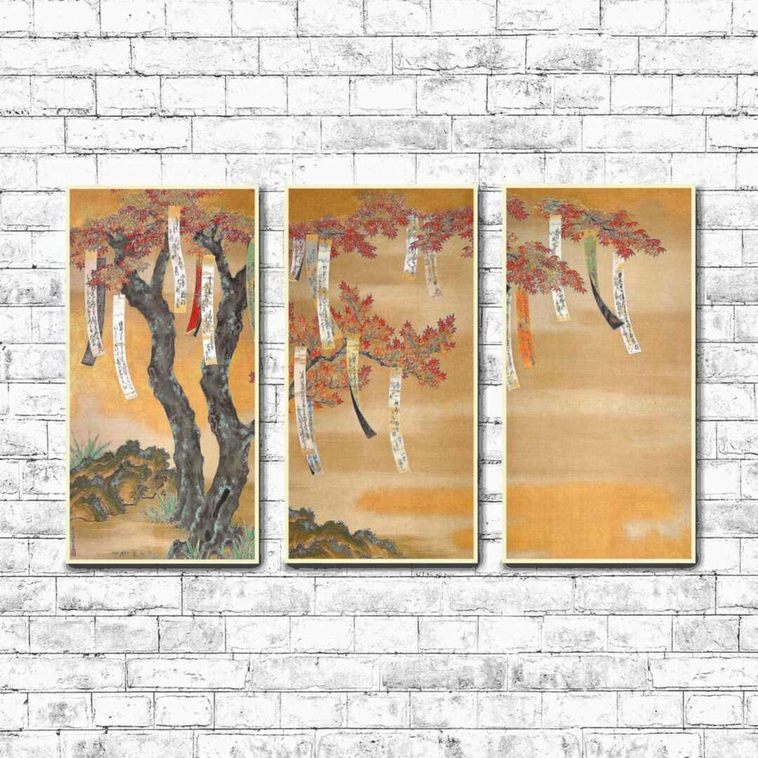 Japanese Autumn Maple of Poem Slips - Large Single or Multi-paneled ...