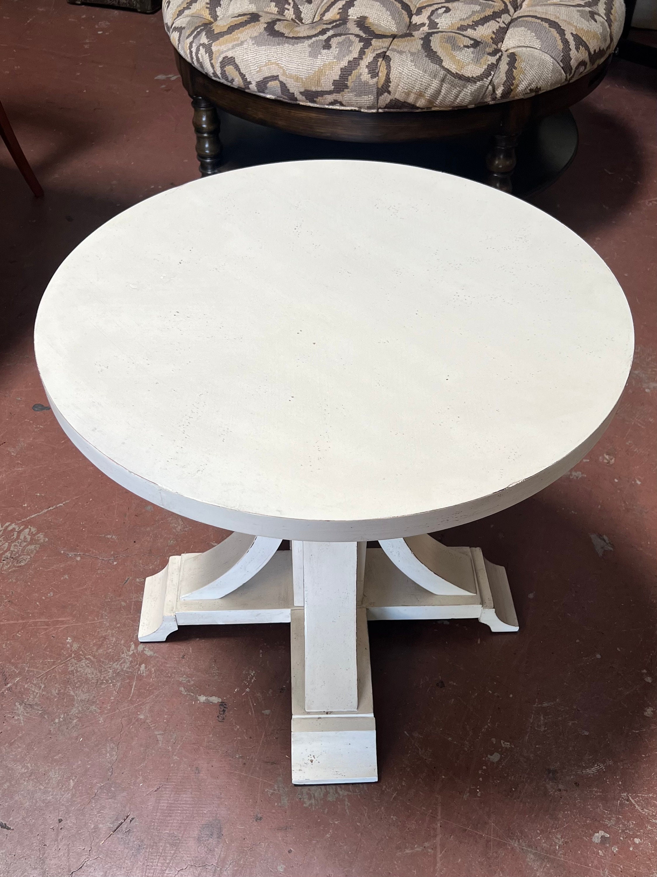 Distressed White Round Solid Wood End Table Side Table - Etsy