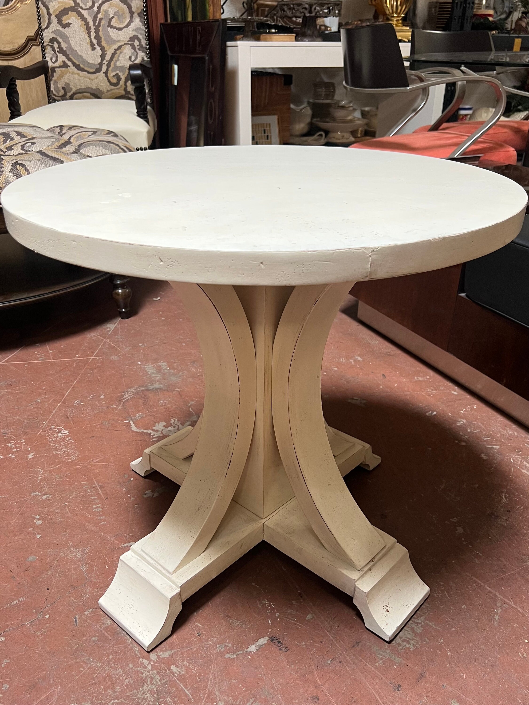 Distressed White Round Solid Wood End Table Side Table - Etsy