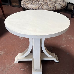 Distressed White Round Solid Wood End Table Side Table - Etsy