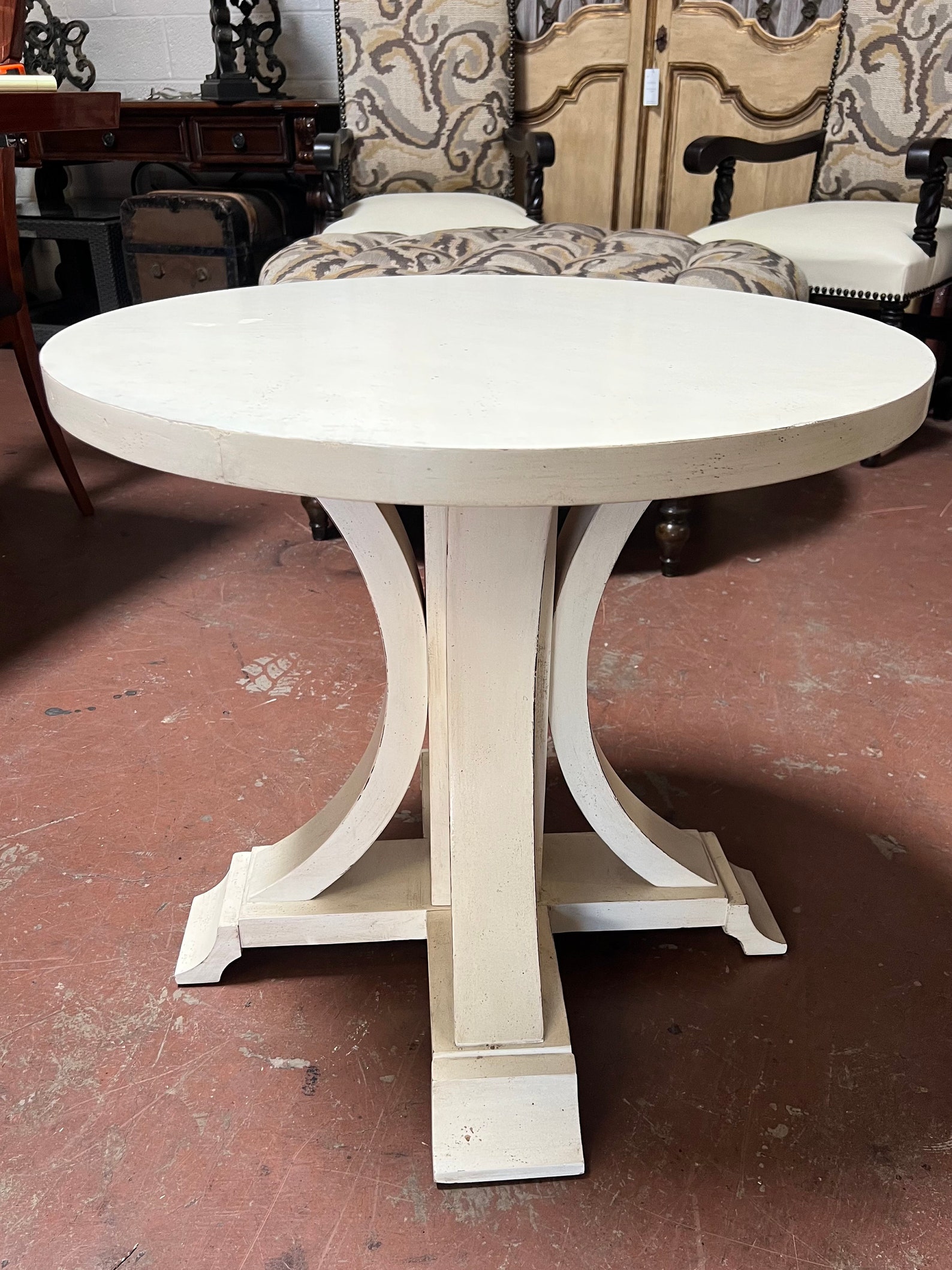 Distressed White Round Solid Wood End Table Side Table - Etsy