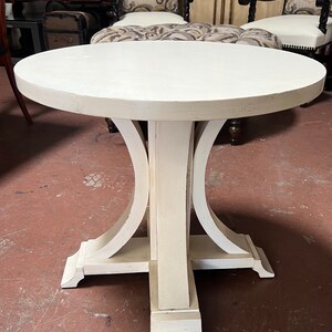 Distressed White Round Solid Wood End Table Side Table - Etsy