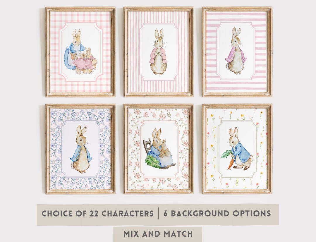 Peter Rabbit Nursery Prints, Vintage Nursery Decor Girl, Beatrix Potter ...