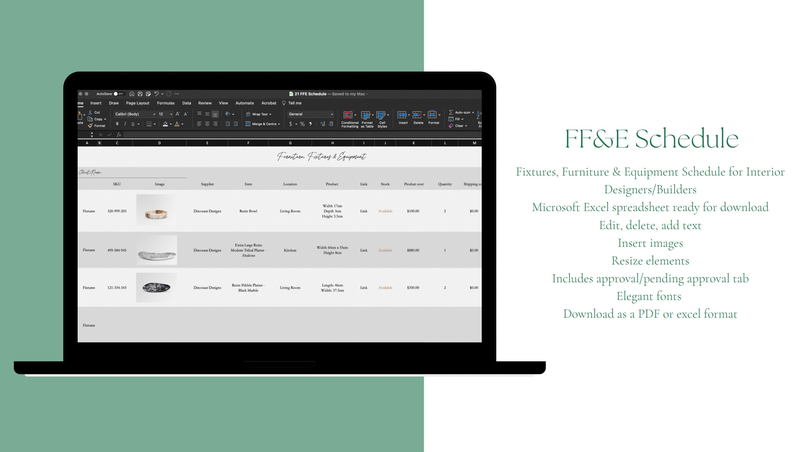 Interior Design Bundle - Including FF&E Schedule, Letterheads ...