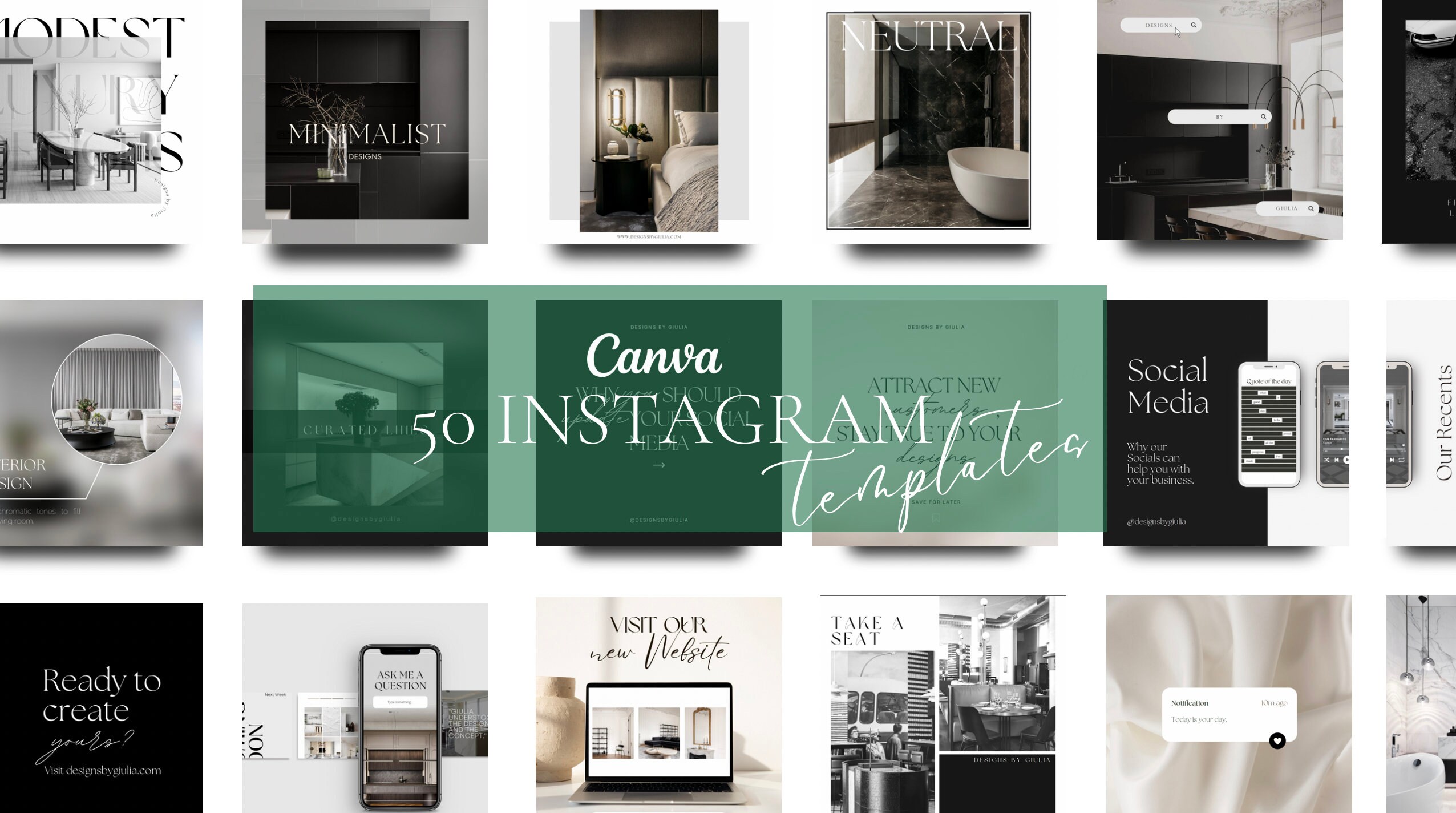 Luxury Minimalist Instagram Post Templates | Black & White Canva Design ...