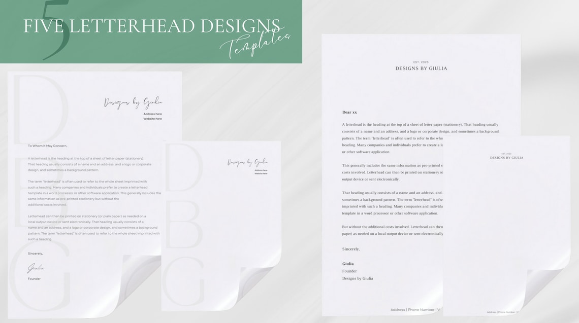 Editable Letterhead Template Letter and A4 Sizes Business Letterhead ...