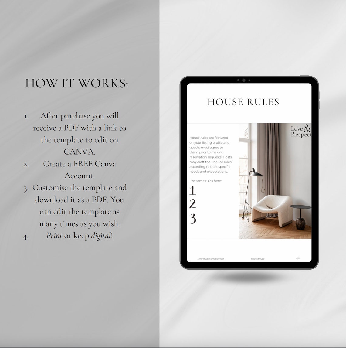 Airbnb Welcome Booklet Template Aesthetic, Minimal Guidebook Template ...