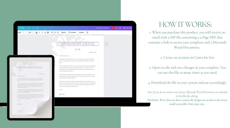 Editable Letterhead Template | Letter and A4 Sizes | Business ...