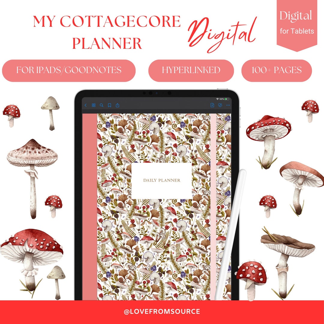 Cottagecore Digital Planner, Mushroom Planner, for iPad Goodnotes ...