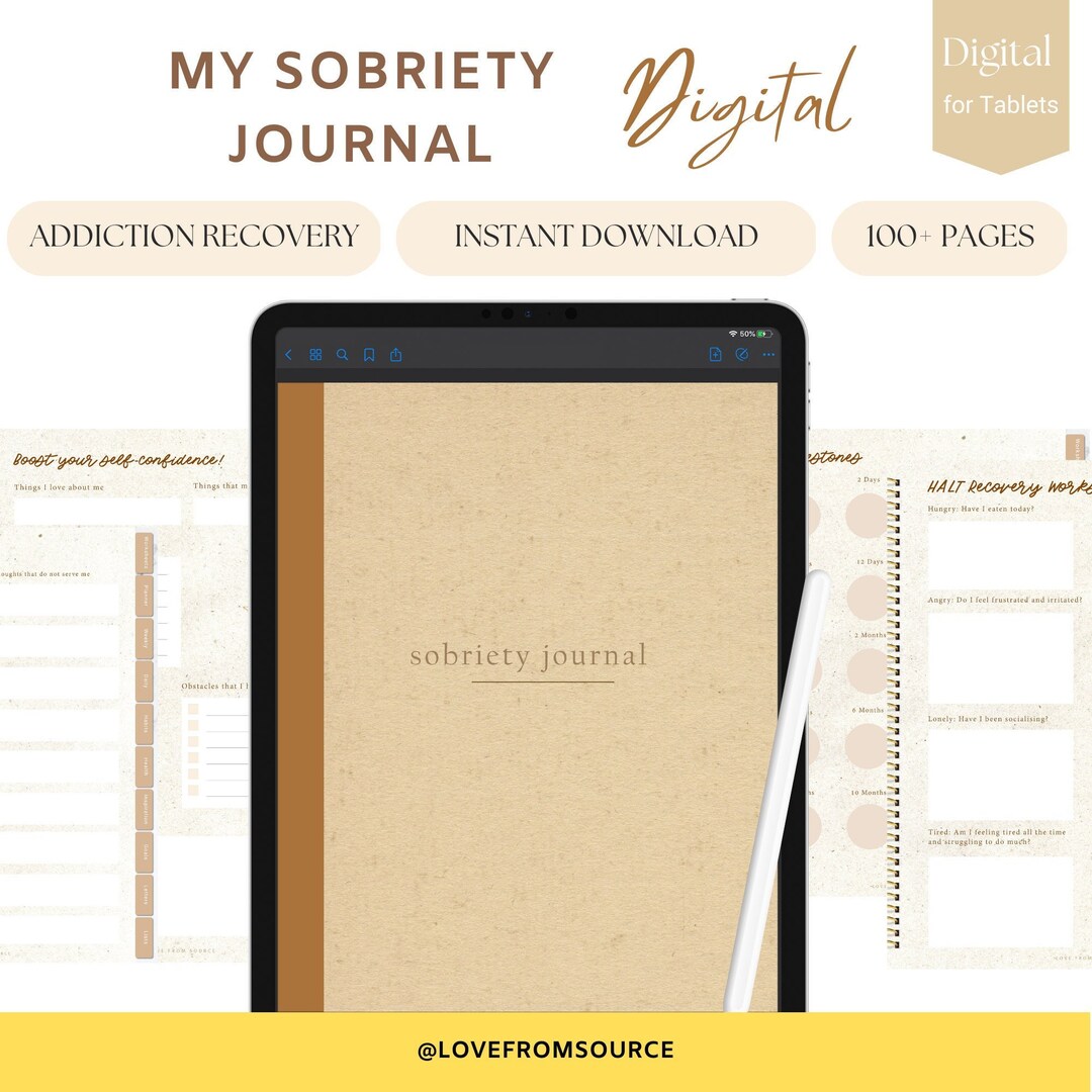 Digital Sobriety Journal, Addiction Recovery Worksheets, Daily Journal ...
