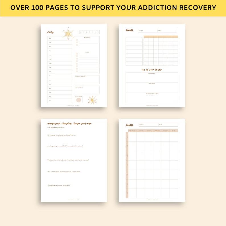 Printable Sobriety Journal, Addiction Recovery Worksheets, Daily ...