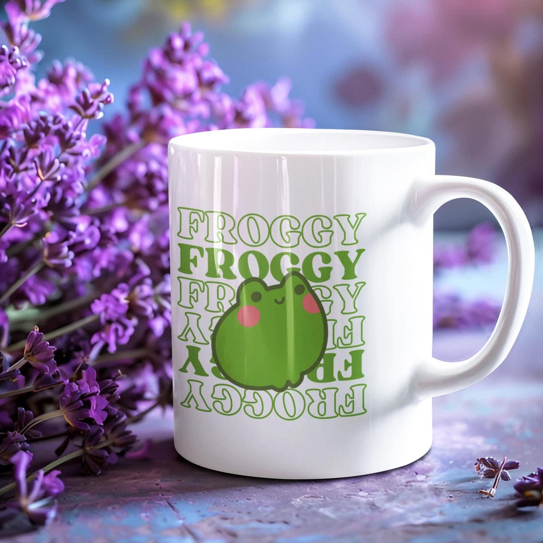 Cute Froggy 11oz Ceramic Double Sided Mug With Green Froggy Repeater ...