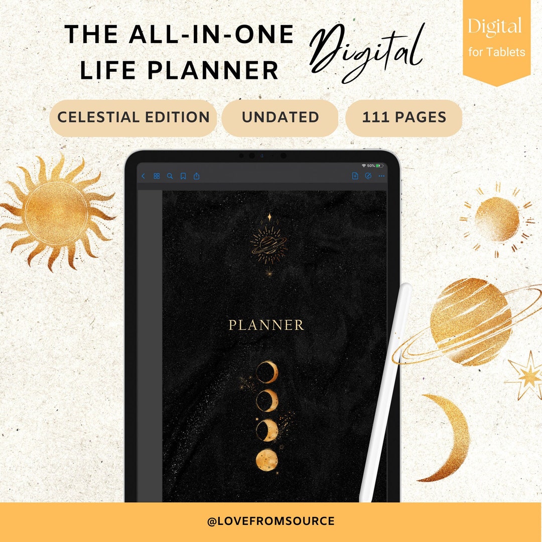 Planets Digital Planner, Celestial Theme, Witchy Planner, Undated ...