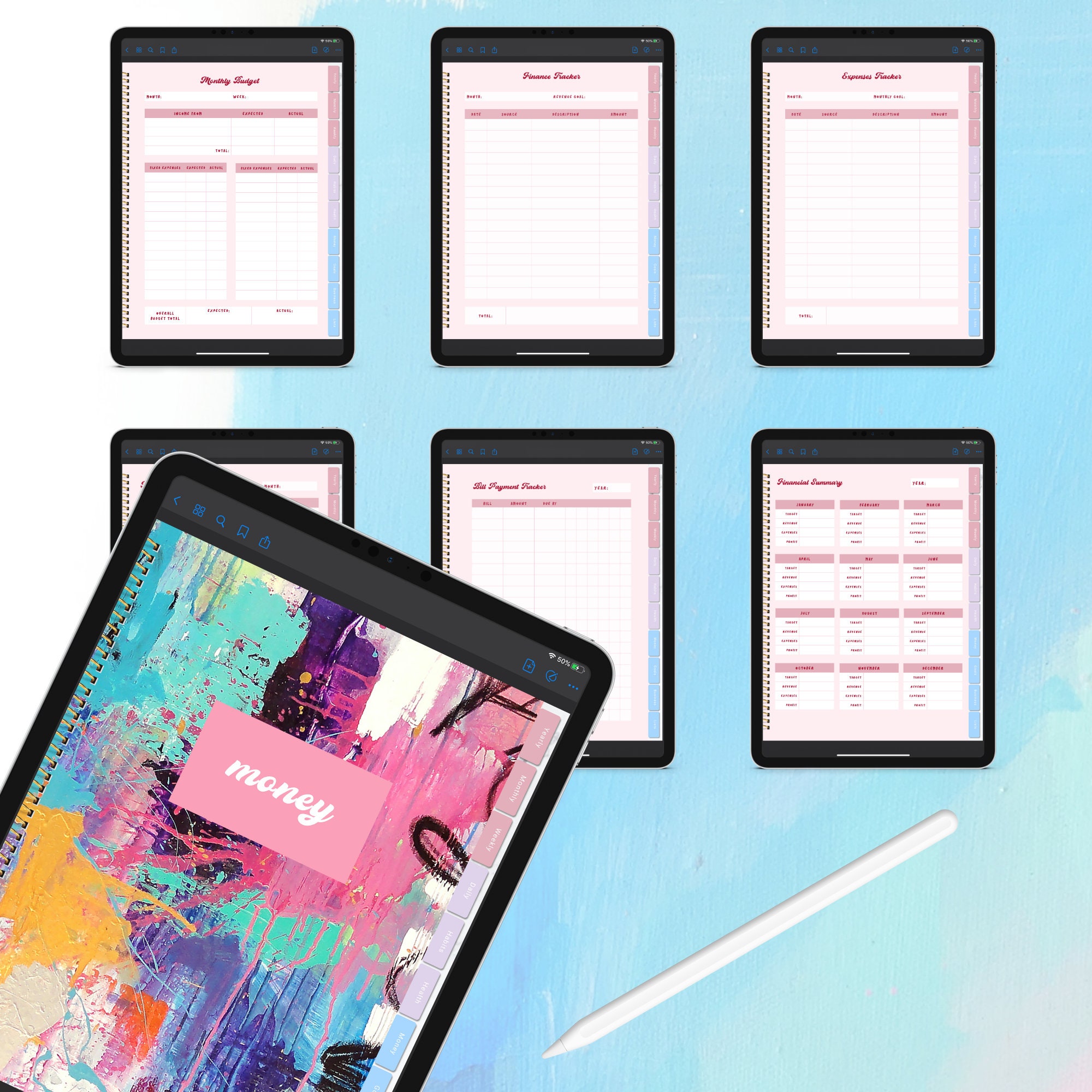 Pastel Digital Planner, Hyperlinked Digital Planner, Girly Planner ...