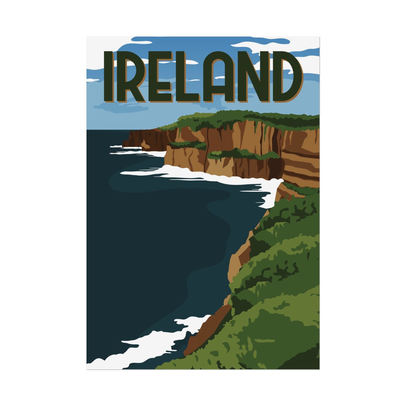 Modern Ireland Europe Travel Poster Vector Wall Art Print for Home ...