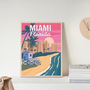 Modern Miami Florida USA Travel Poster Vector Wall Art Print for Home ...