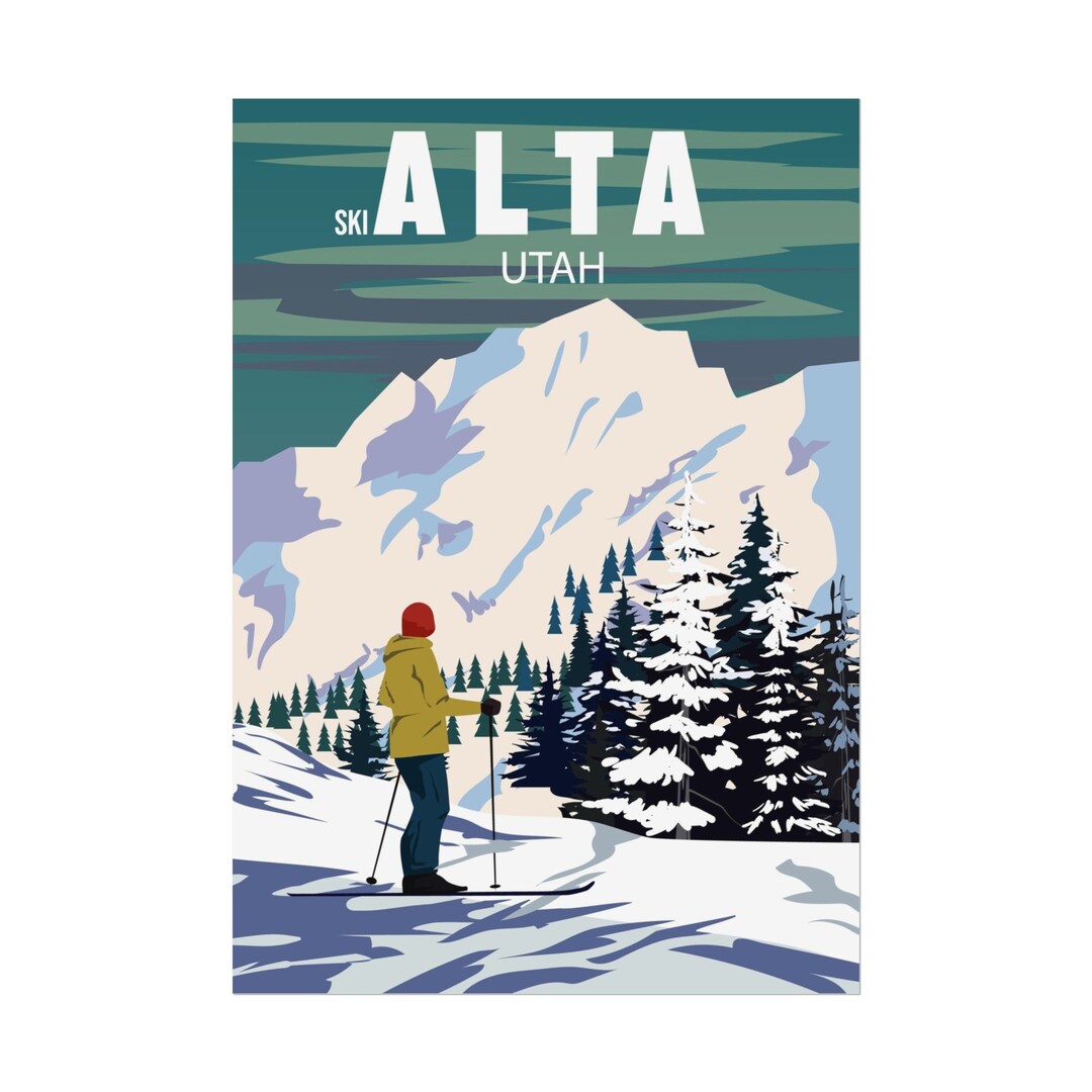 Vintage Alta Ski Resort Utah USA Travel Poster Retro Wall Art Print for ...