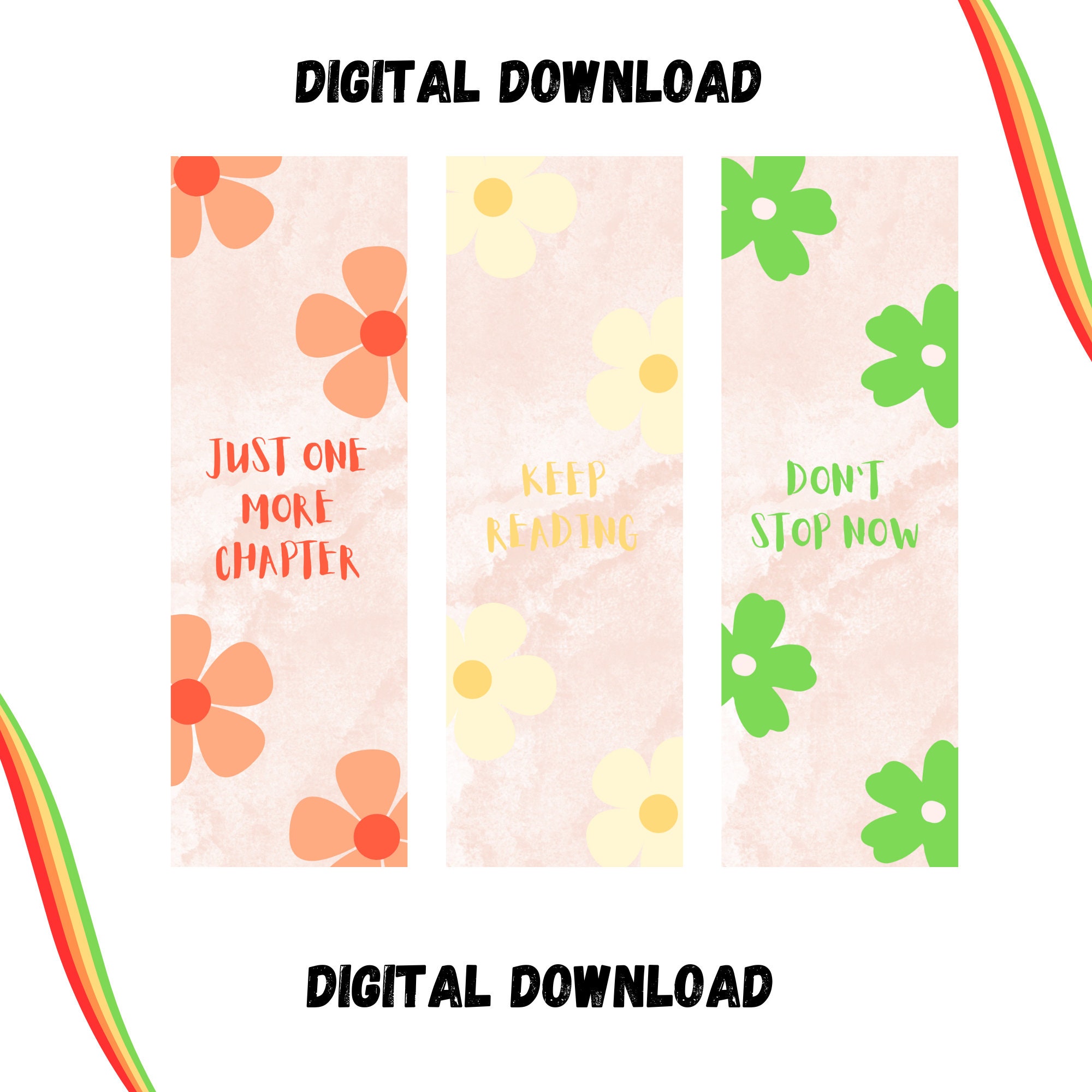 Colorful Flower Digital Bookmark Printable | Floral Bookmark Design ...
