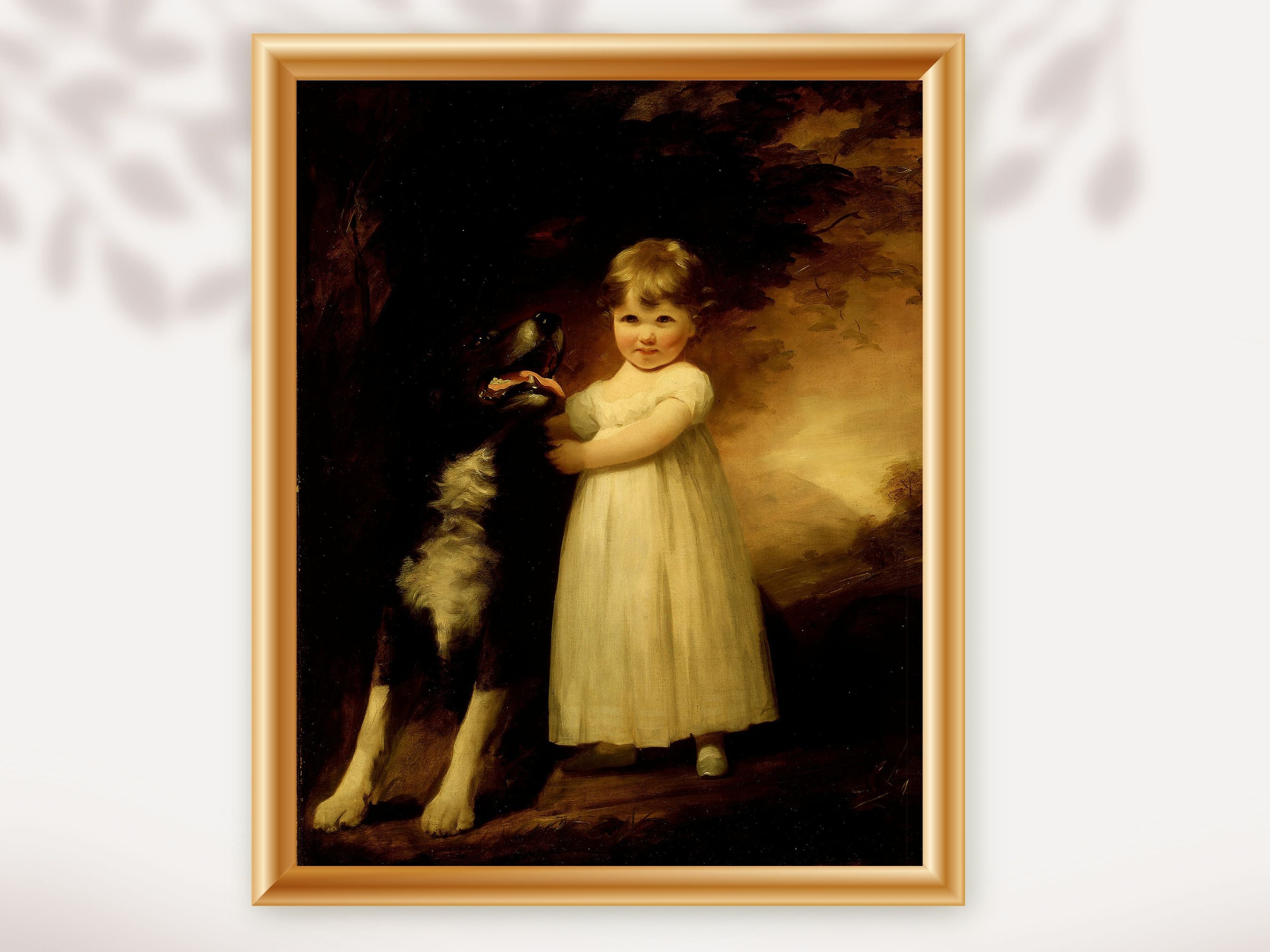 Little Girl & Her Dog Vintage Girl and Dog Wall Art Little Girl Artwork ...