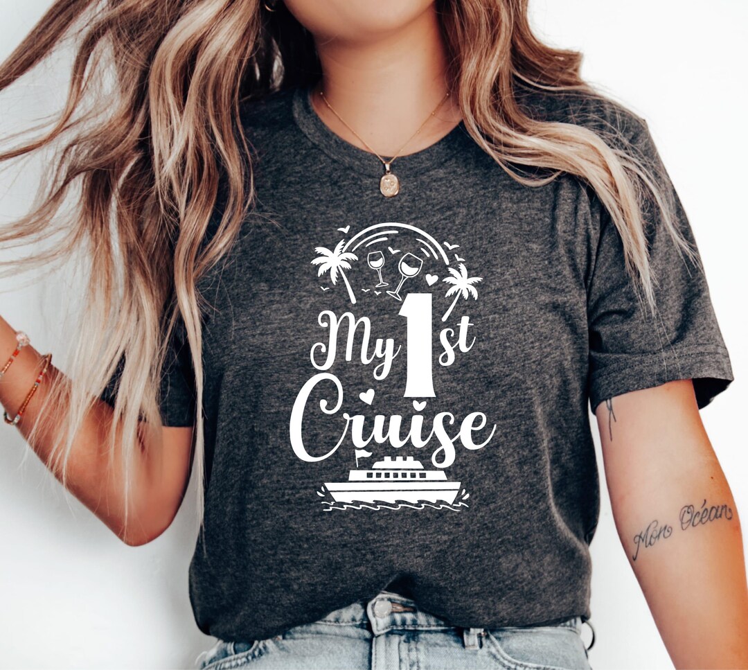 My 1st Cruise T-shirt With Ship, Drinks & Coconut Trees, Vacation ...