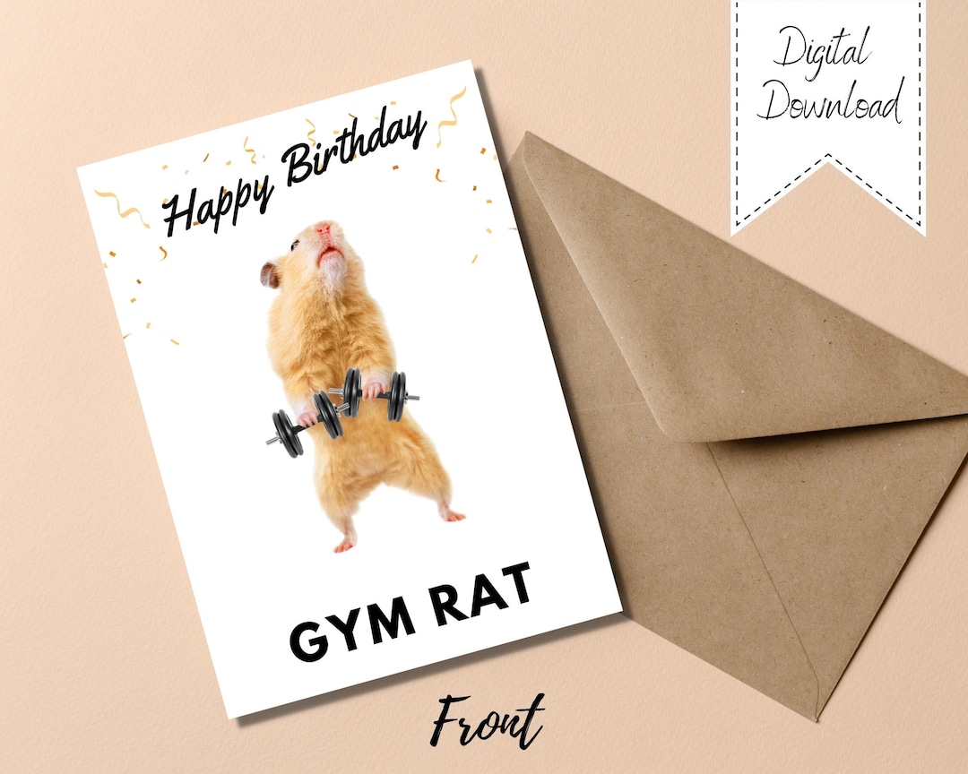 Happy Birthday Card, Gym Lovers, Gym Rat, Digital Download, Digital ...