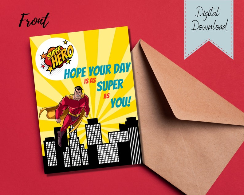 Superhero Birthday Card, Happy Birthday Card, Digital Download, Digital ...