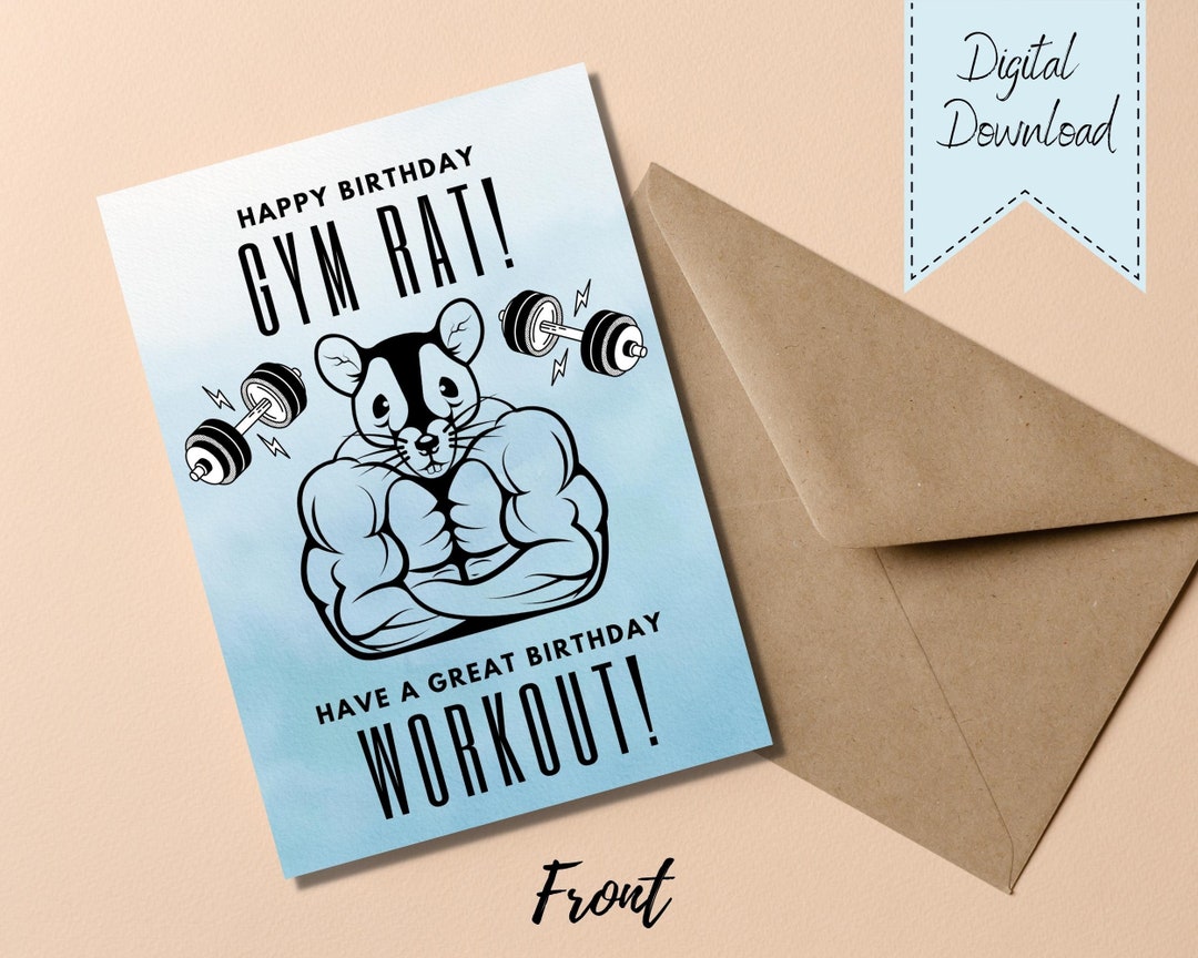 Happy Birthday Card, Gym Lovers, Gym Rat, Digital Download, Digital ...