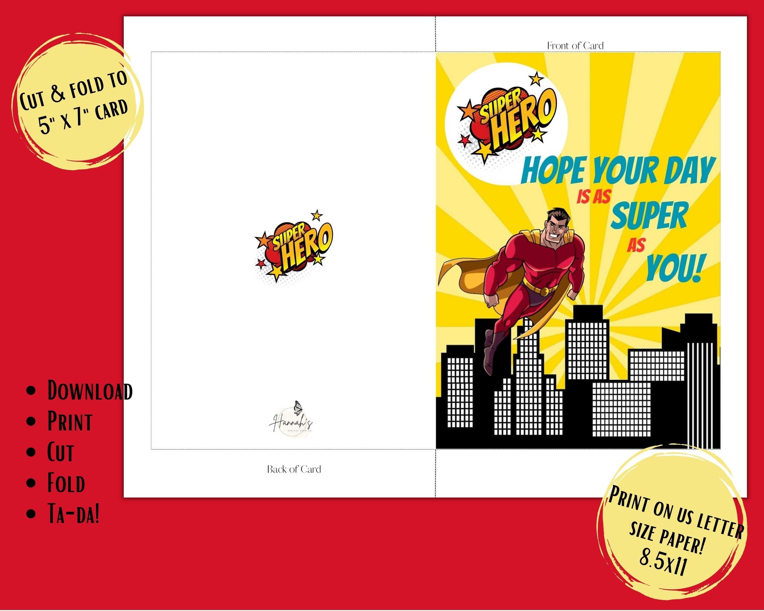 Superhero Birthday Card, Happy Birthday Card, Digital Download, Digital ...