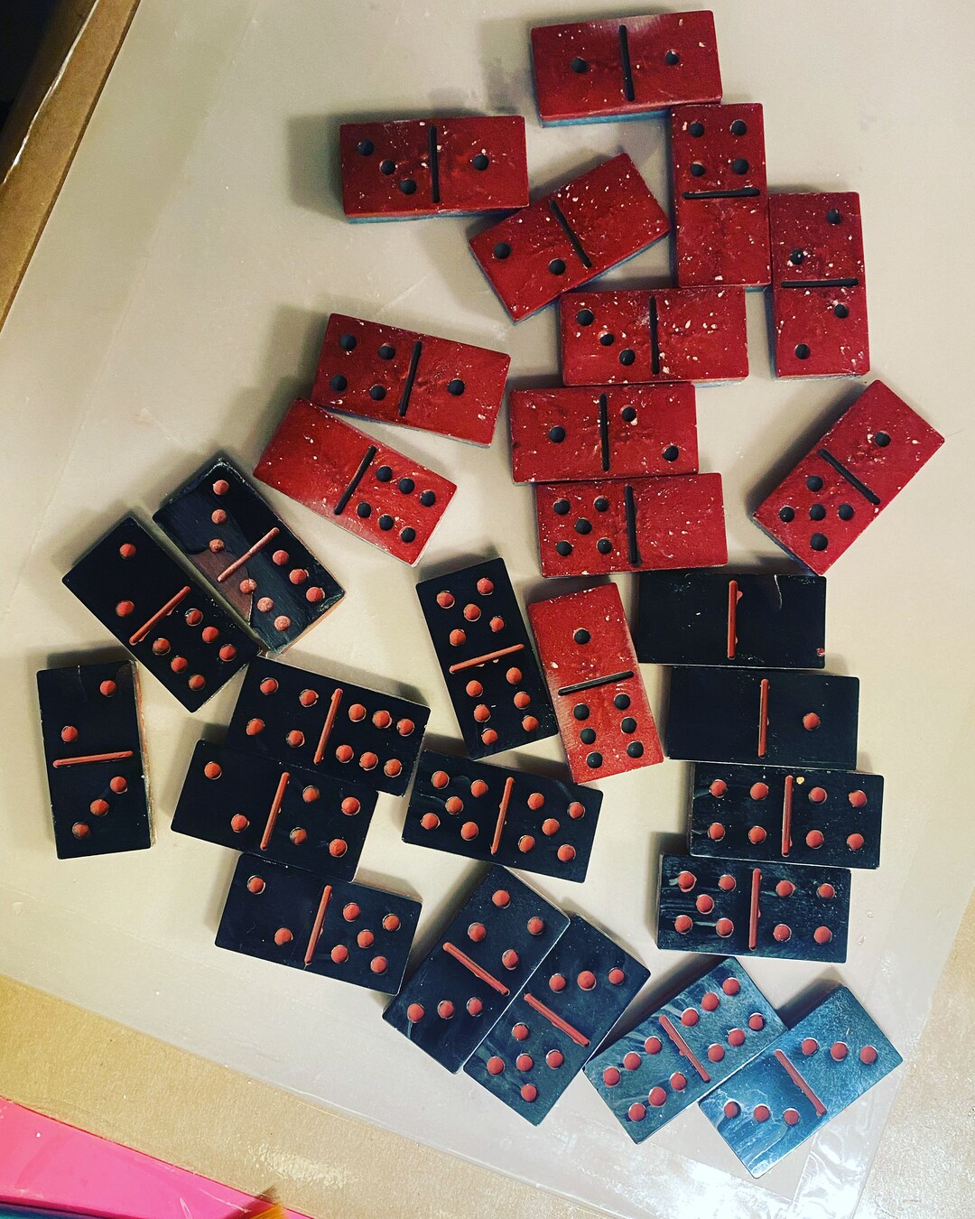 Red & Black Dominoes Set - Etsy