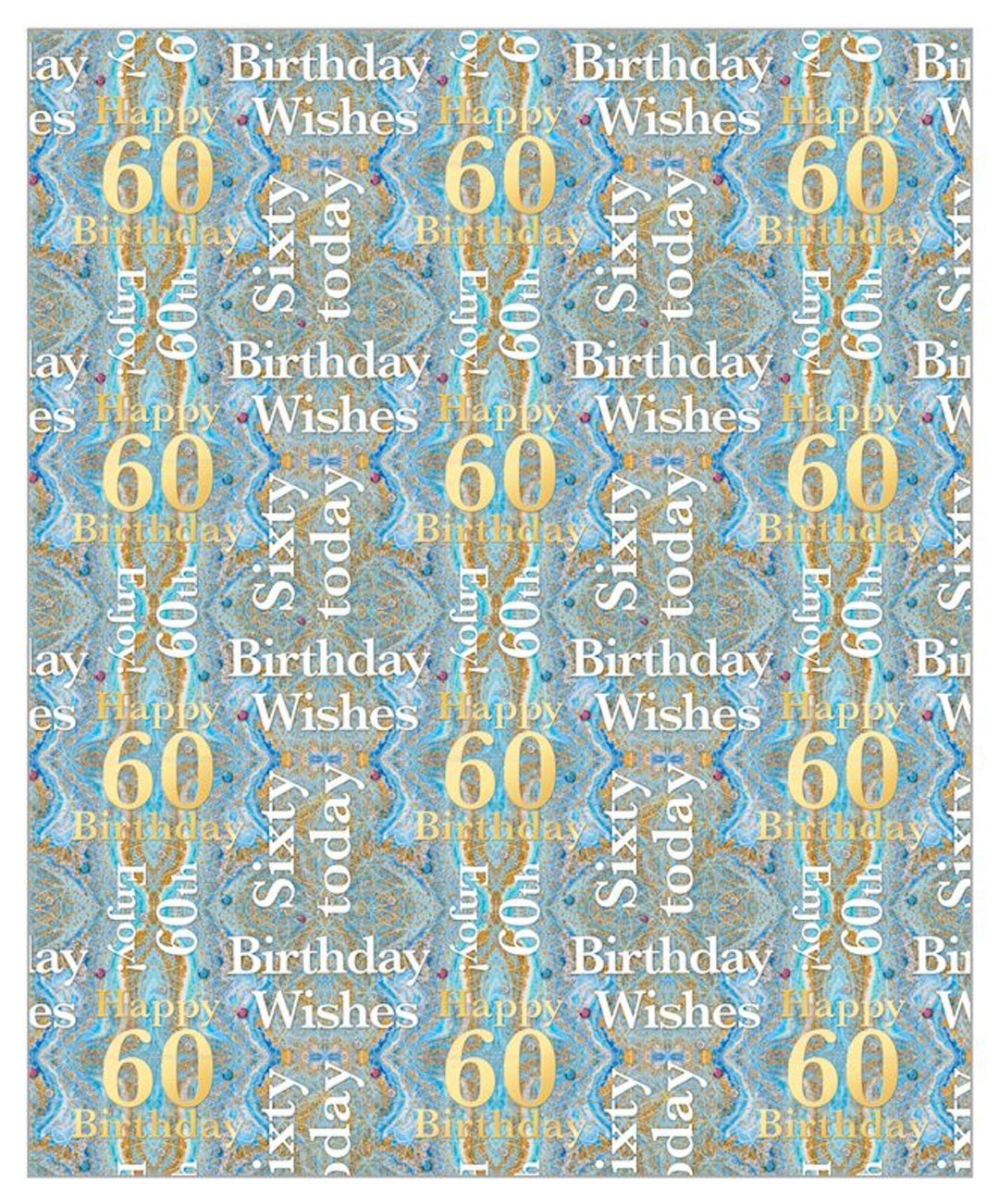 60th Birthday Wrapping Paper Sheets, 60 Birthday Wrapping Paper, 60th ...