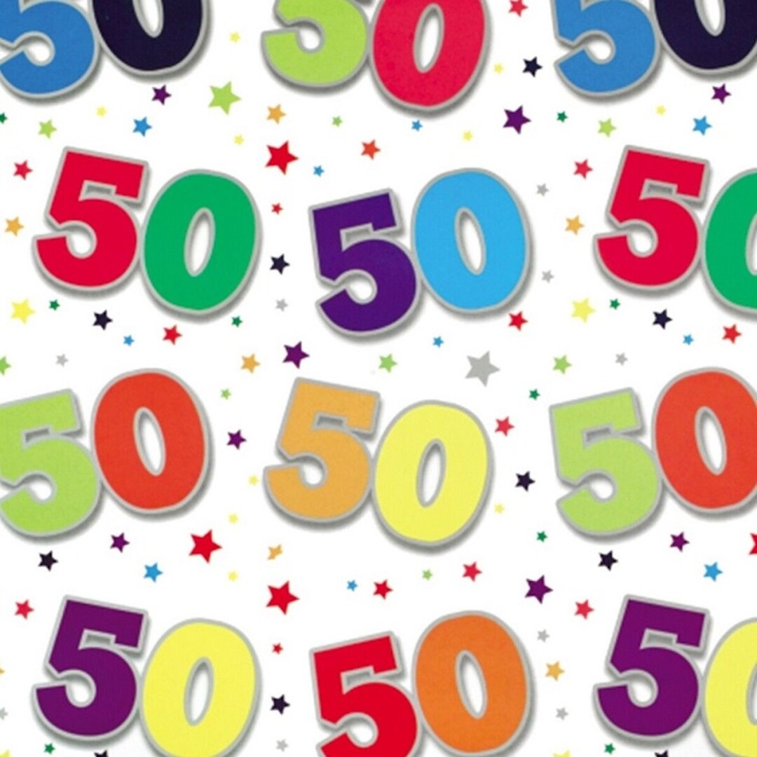 50th Birthday Wrapping Paper Sheets, 50 Birthday Wrapping Paper, 50th ...