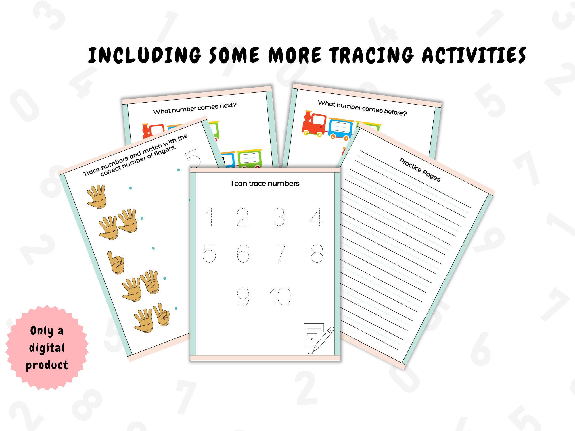 1-10 Number Tracing Worksheets, Preschool Worksheet Printables ...